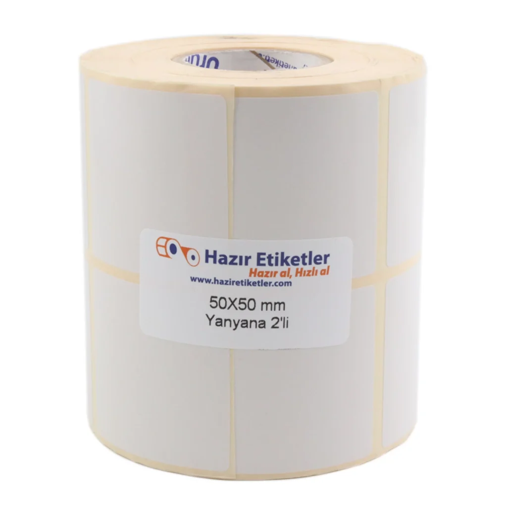 Coated Roll Label 50mm x 50mm 1000 Pieces 2 Side by Side - Roll Label Shop