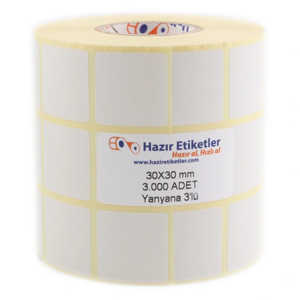 Vellum Roll Label 30mm x 30mm 3000 Pieces 3 Side by Side - Roll Label Shop