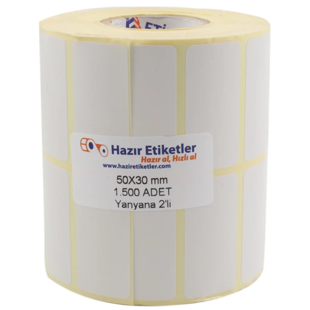 Vellum Roll Label 50mm x 30mm 1500 Pieces 2 Side by Side - Roll Label Shop